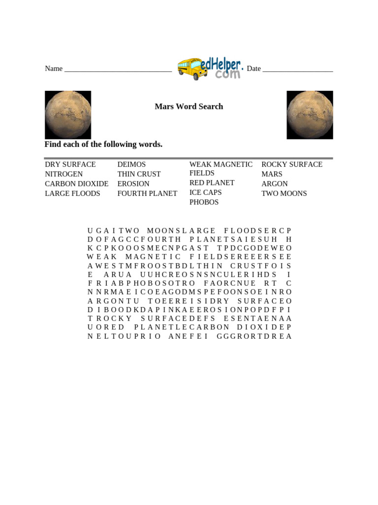 Mars Worksheet | PDF