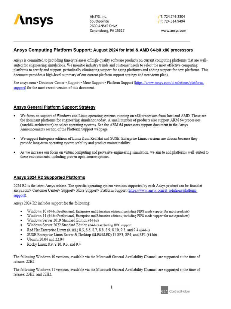 Ansys Platform Support Strategy Plans August 2024 | PDF | Computing | Computer Science