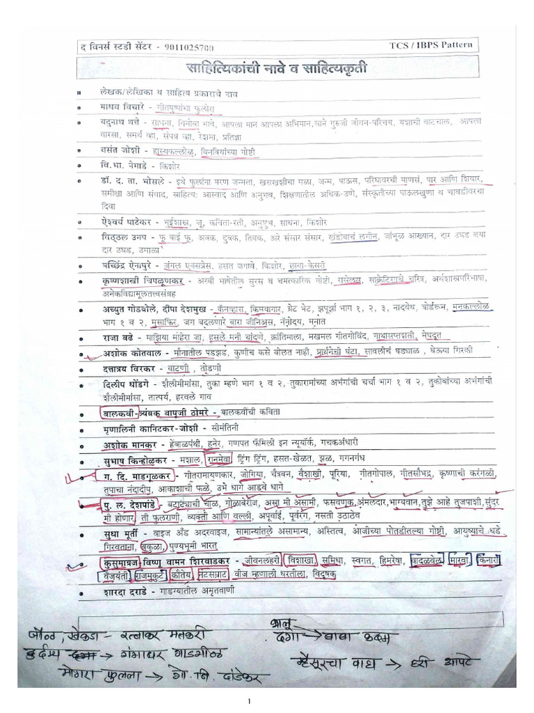 Marathi Lekhak Book | PDF