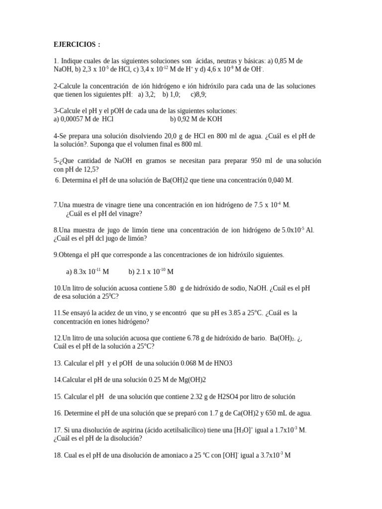 EJERCICIOS PH 2024 | PDF