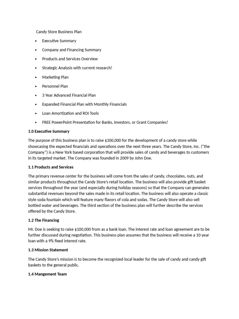 Candy Store Investor Blueprint | PDF | Revenue | Recession