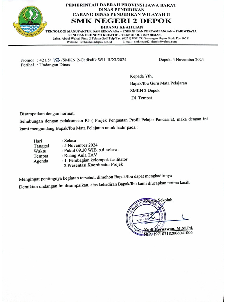 Undangan Rapat Fasilitator P5 2425 | PDF