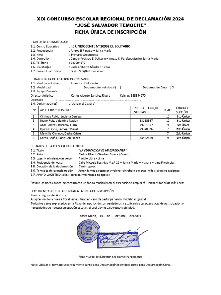 Ficha - de - Inscripcion - Declamacion - I.E Unidocente 20992 El ...