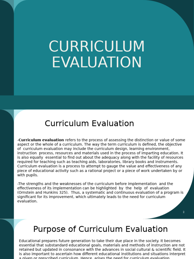 Curriculum Evaluation | PDF | Evaluation | Curriculum