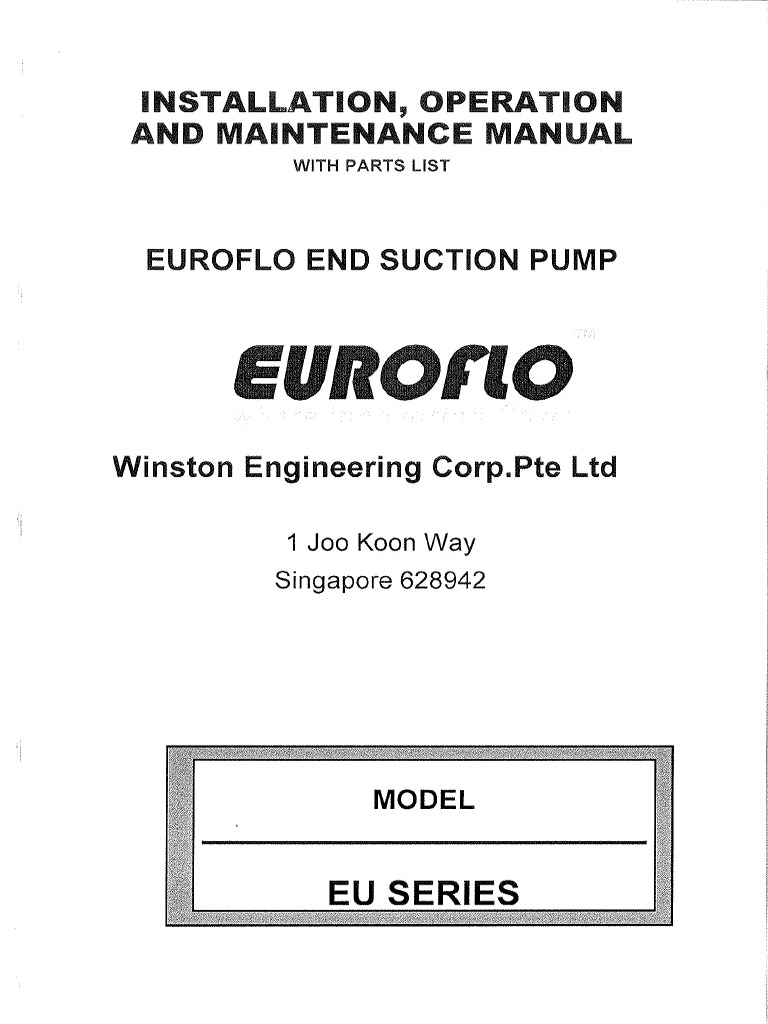 Euroflo Pump Installation & Maintenance Manual | PDF