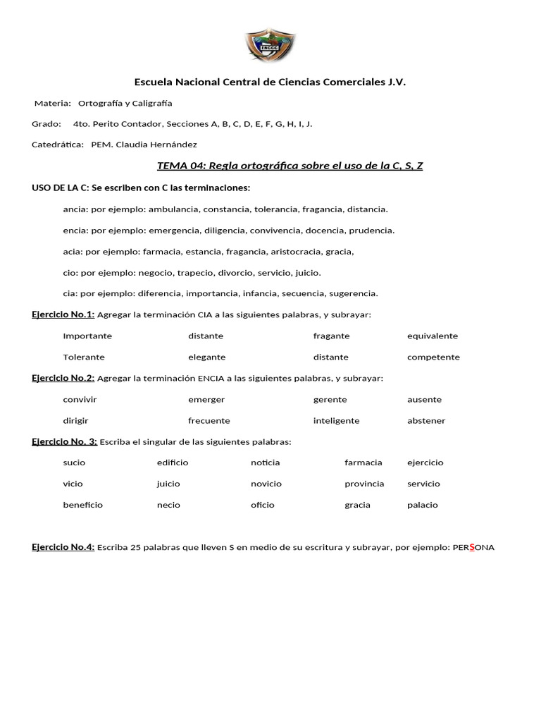 Tema 4 Uso de La C, S, Z | PDF