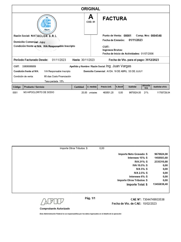 Factura Venta 4548 Interes A DEVENGAR | PDF | Economias