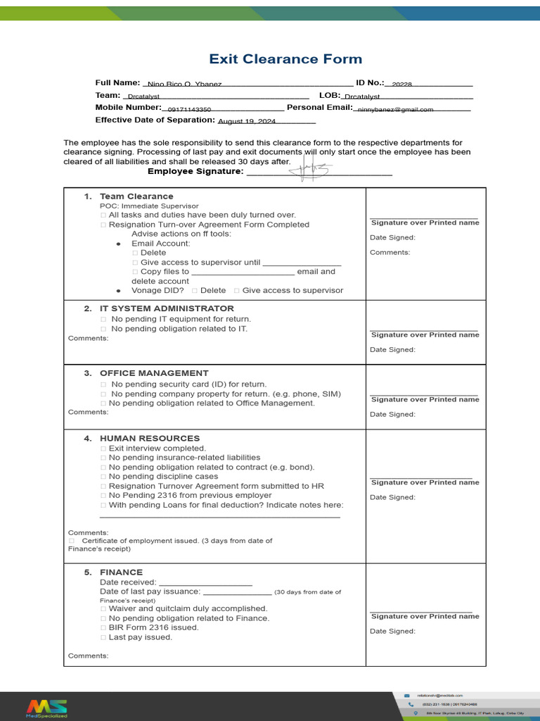 Exit Clearance 2024 | PDF | Business