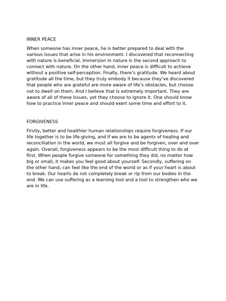 Inner Peace and Forgiveness | PDF | Self-Improvement