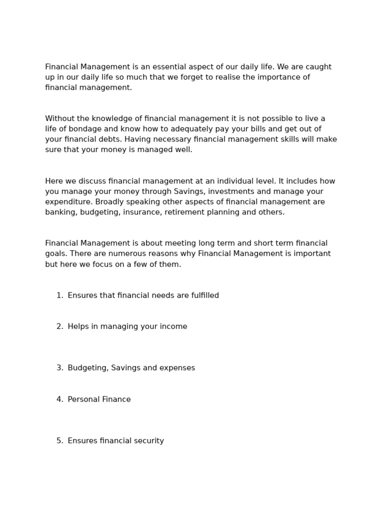 Financial Management | PDF | Expense | Budget