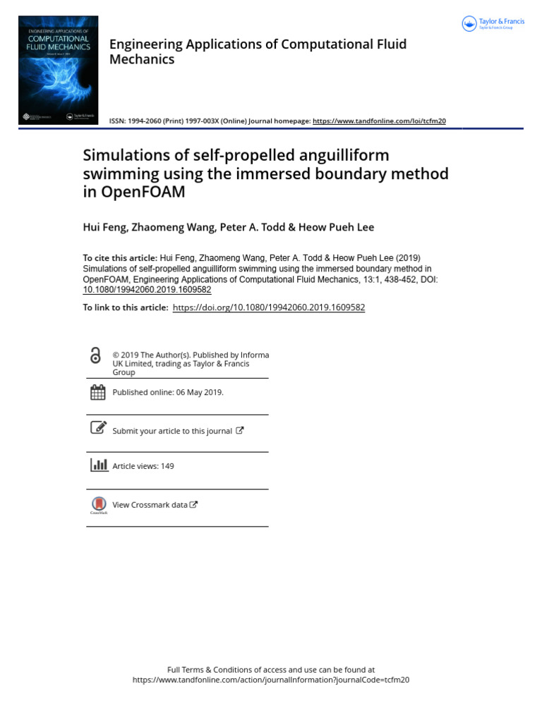 Simulations of Self Propelled Anguilliform Swimming Using The Immersed Boundary Method in ...