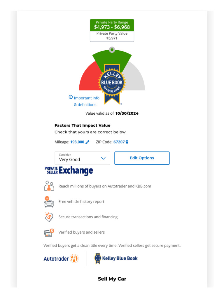 KBB Private Party RV Value Insights | PDF