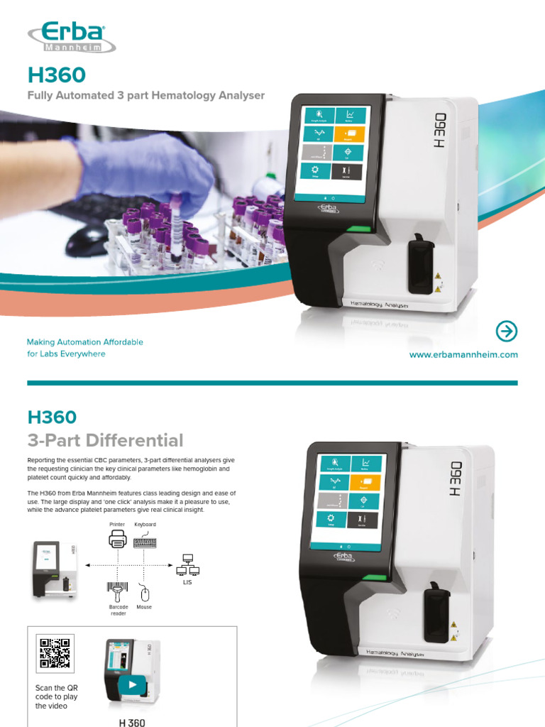Erba H360 Hematology Analyser Brochure | PDF | Computing