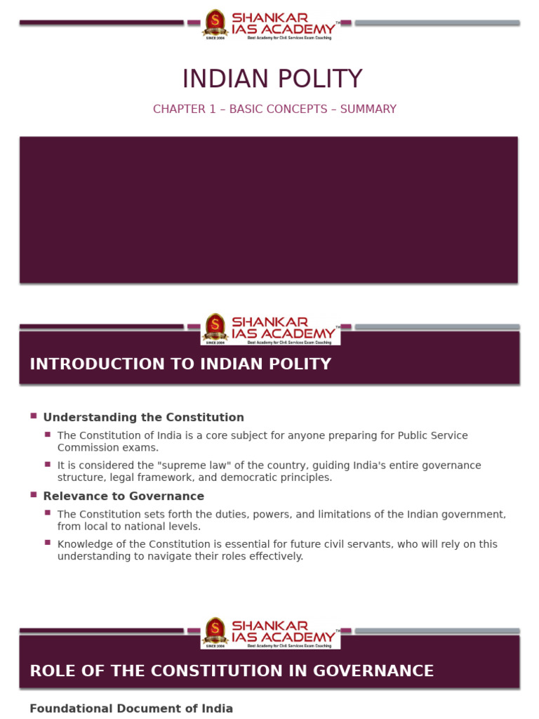 CH 1 - Summary | PDF | Constitution | Governance