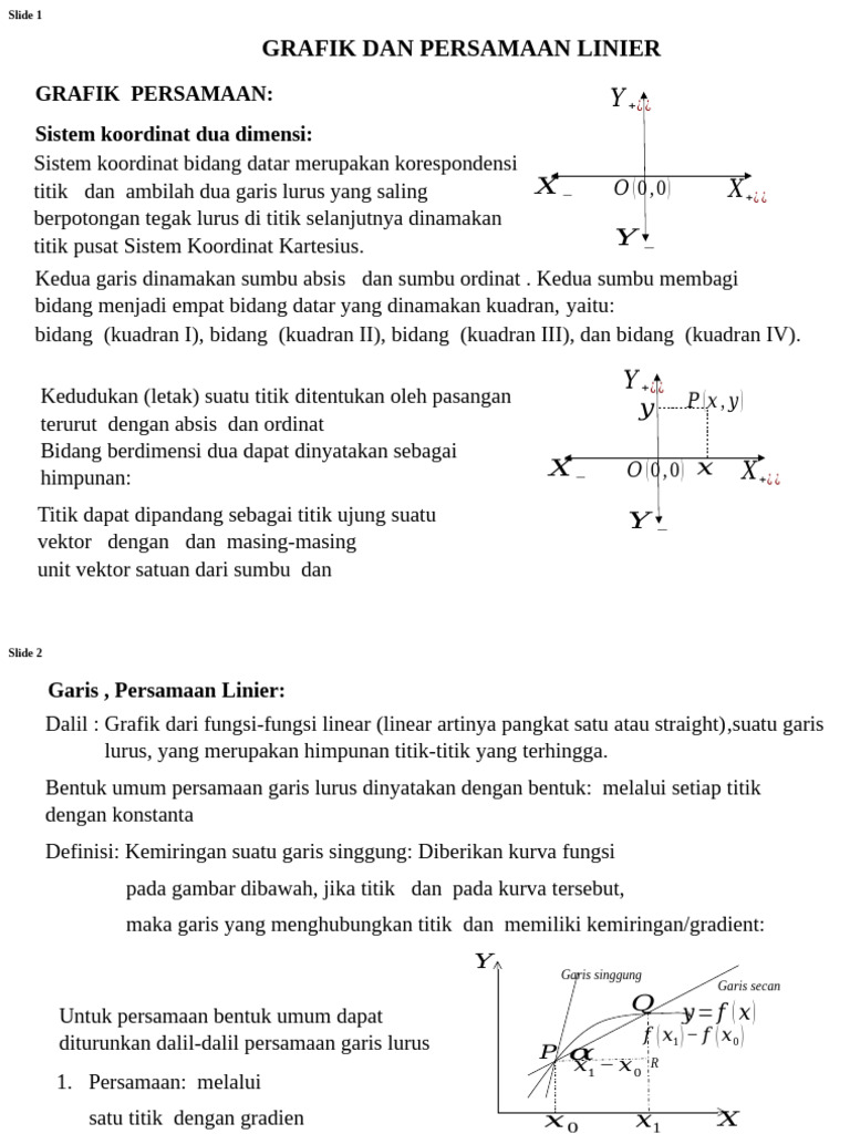 Bab 1 (Tambahan) Grafik Dan Pers Linier (3 Hal) (Iis) | PDF