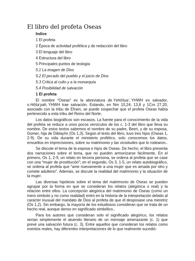 El Libro Del Profeta Oseas | PDF | Pecado | Amor
