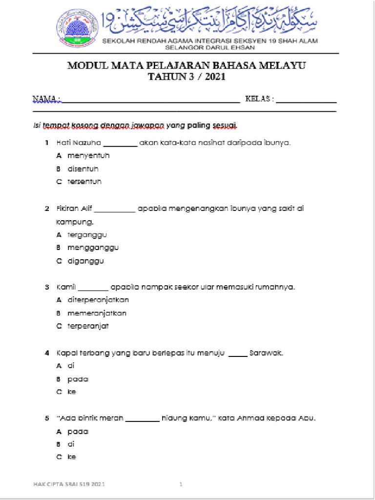 Sumatif BM THN 3-2021 | PDF