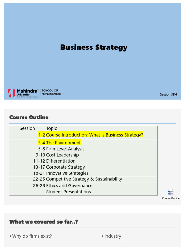 Business Strategy Sessions 5-8 | PDF | Strategic Management ...