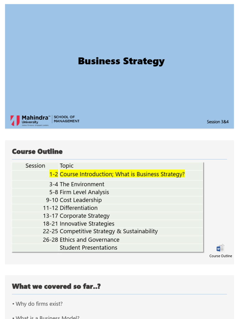 Business Strategy Session 3&4 | PDF | Strategic Management | Macroeconomics