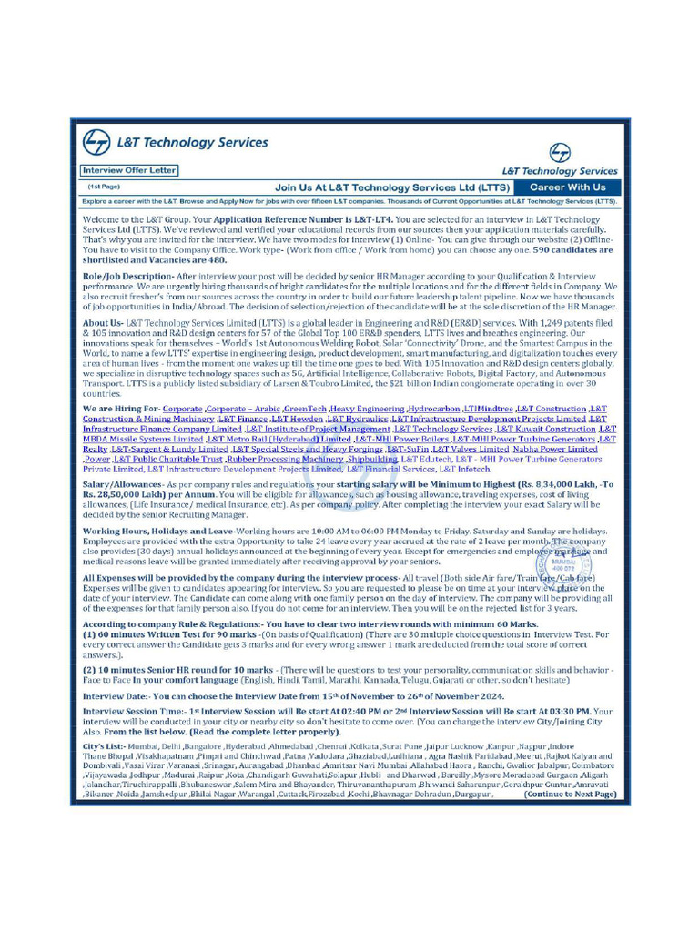 Interview Invitation Letter | PDF