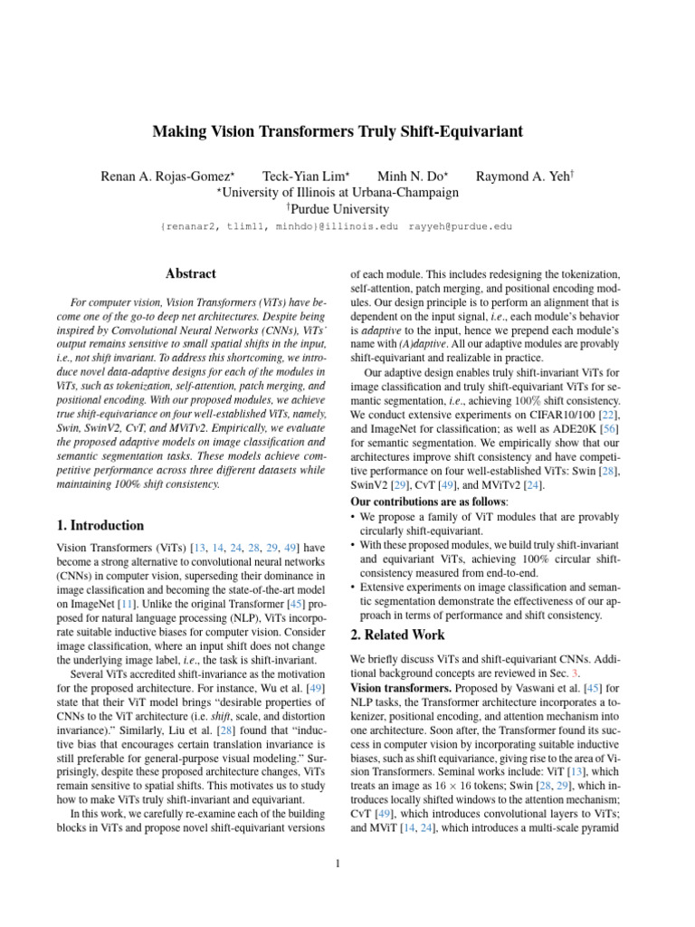 Shift-Equivariant Vision Transformers | PDF | Image Segmentation | Applied Mathematics