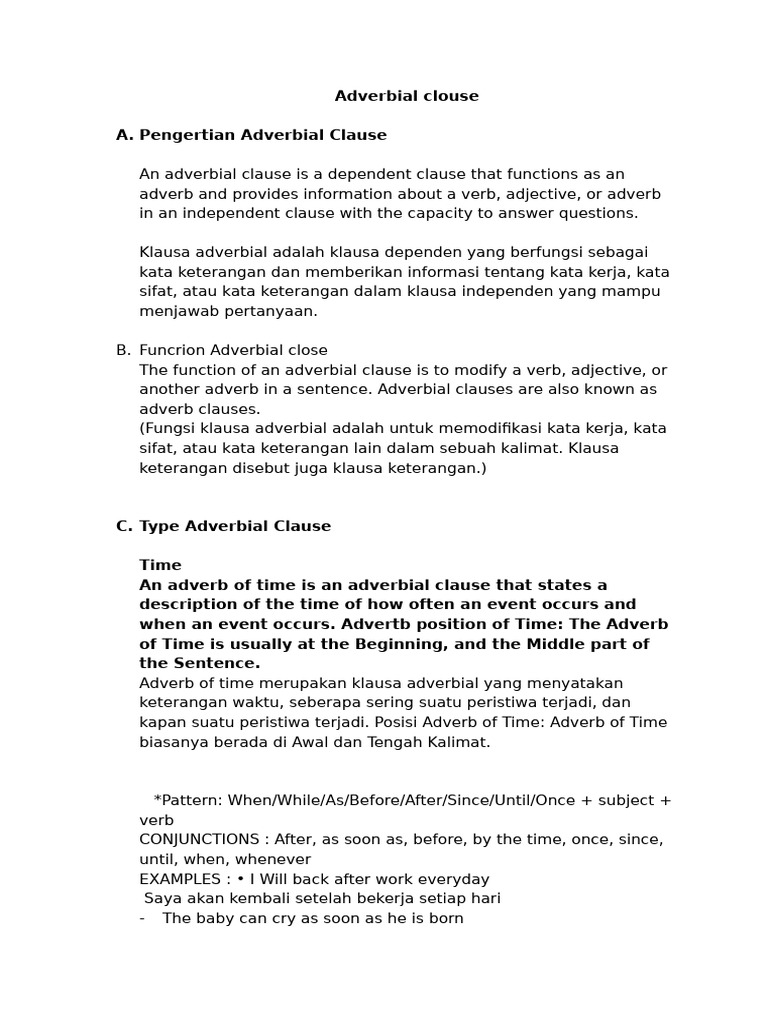 Adverbial Clauses Explained | PDF | Adverb | Syntax