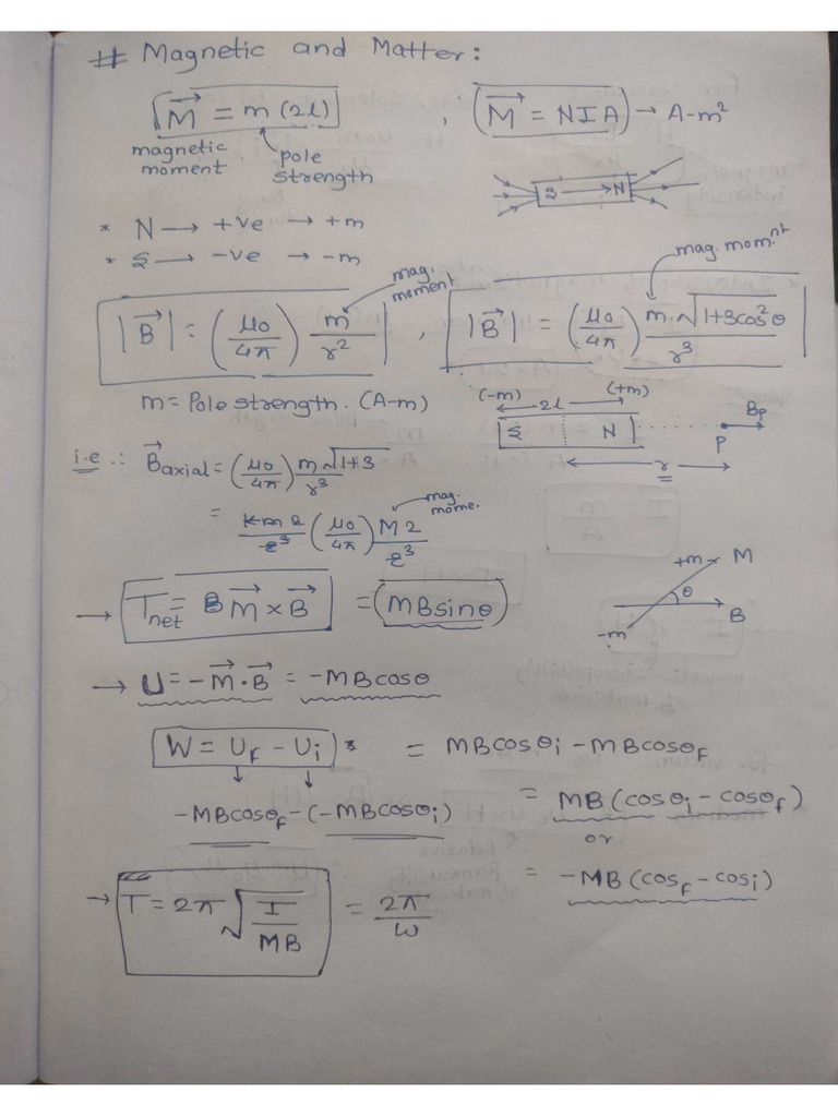 Magnetism, Matter Formulas | PDF