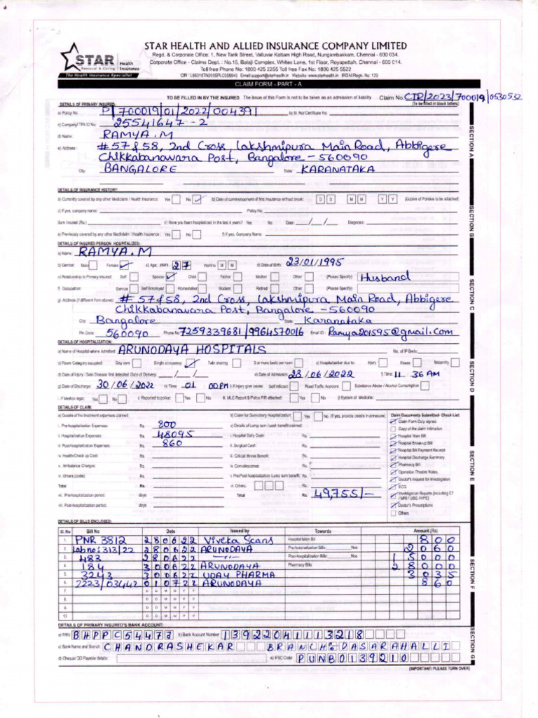 Claim Form Part A & B (2) - 1 | PDF