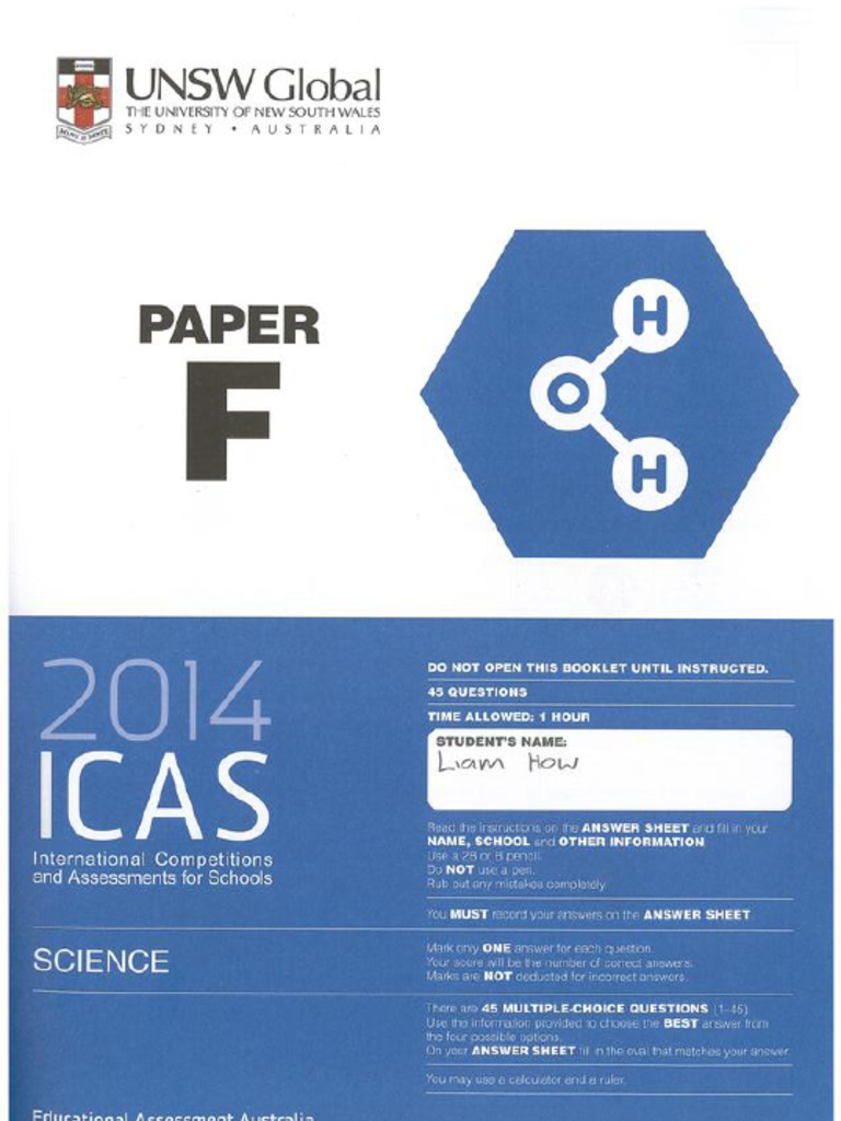 2014 Icas Science Paper F PDF Free | PDF