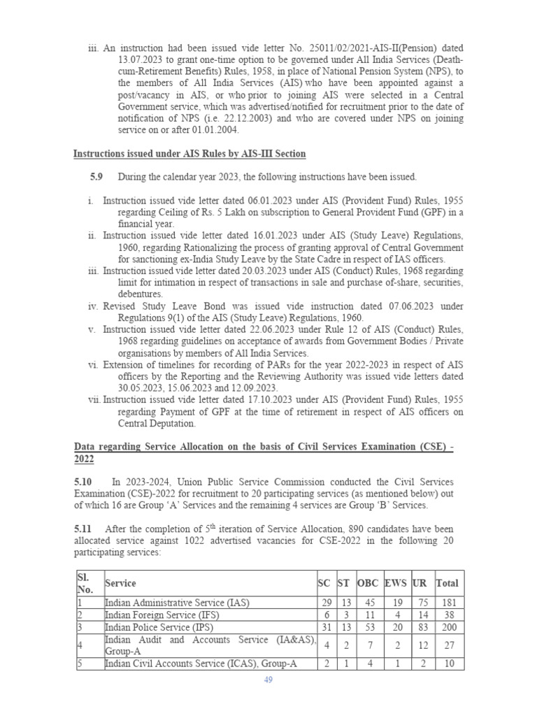 AIS Instructions and CSE-2022 Service Allocation | PDF | Government ...