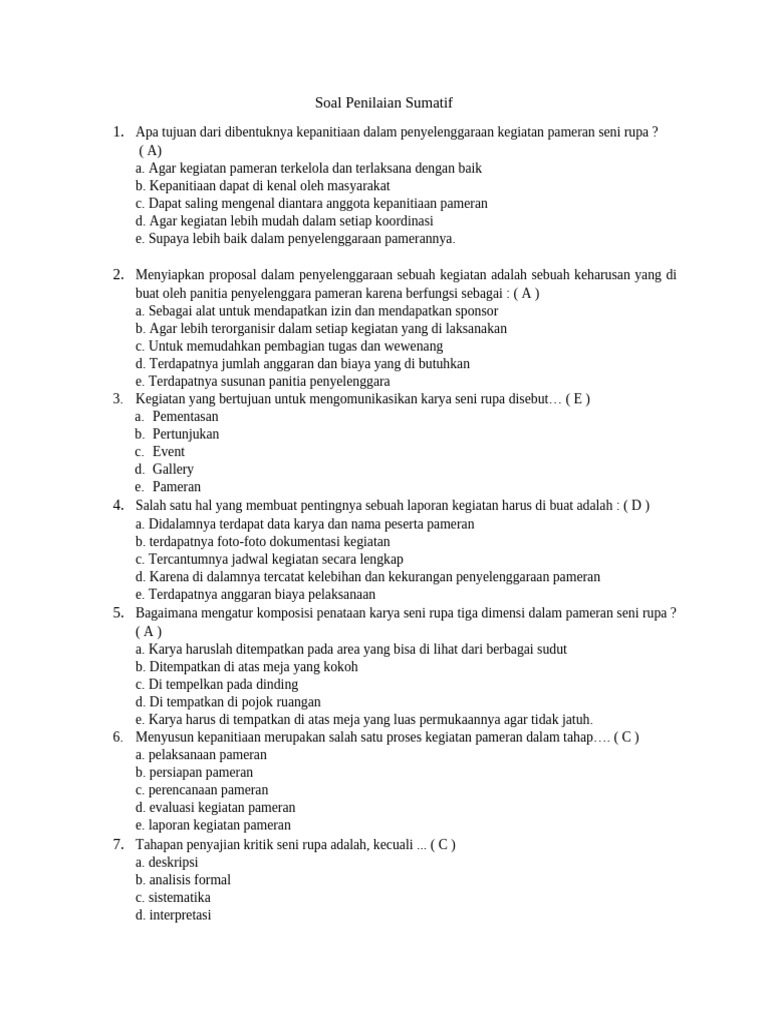 Soal SENI BUDAYA Kelas XI | PDF