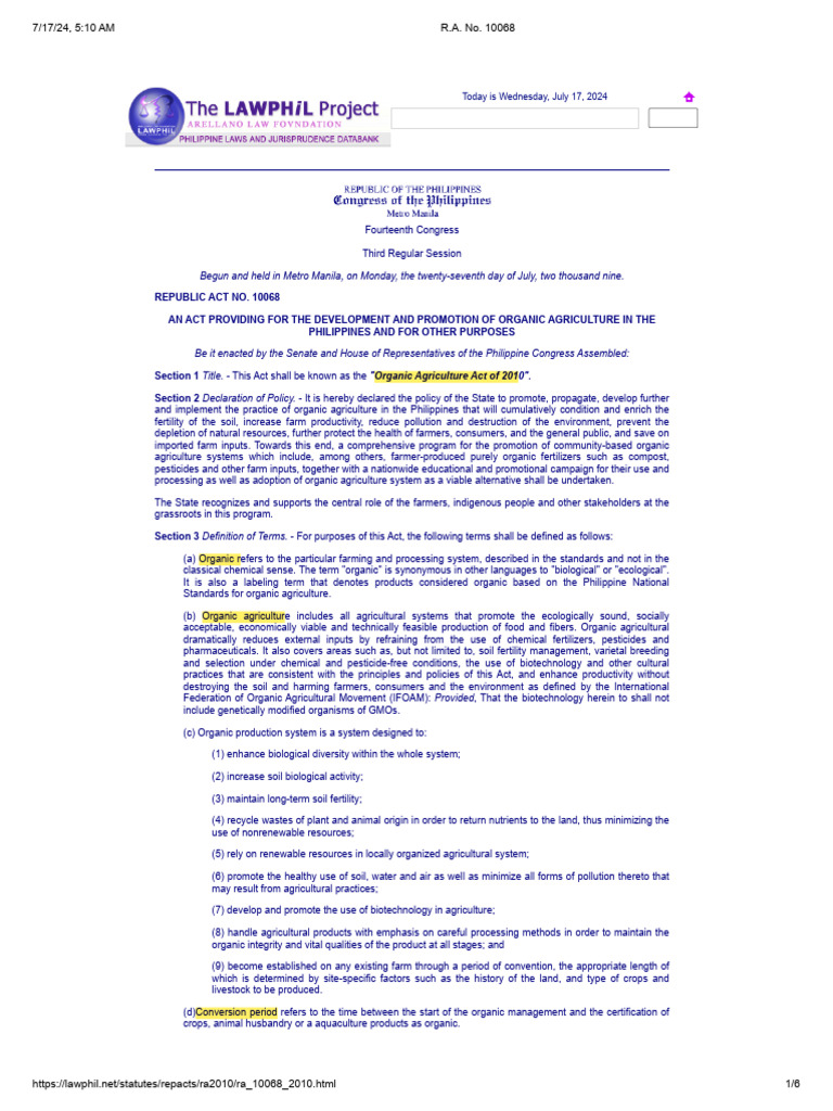 18 Republic Act No. 10068 | PDF | Organic Farming | Agriculture
