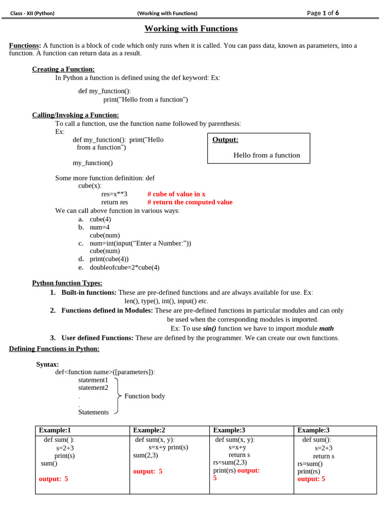 Functions | PDF | Parameter (Computer Programming) | Scope (Computer ... Functions | PDF | Parameter (Computer Programming) | Scope (Computer ...