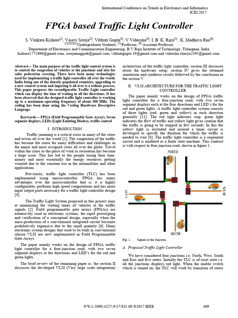 Fpga Based Traffic Light Controller Pdf Field Programmable Gate