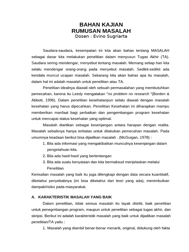 Rumusan Masalah Penelitian | PDF
