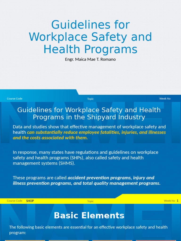 WEEK 1- Guidelines for Workplace Safety and Health Programs | PDF ...