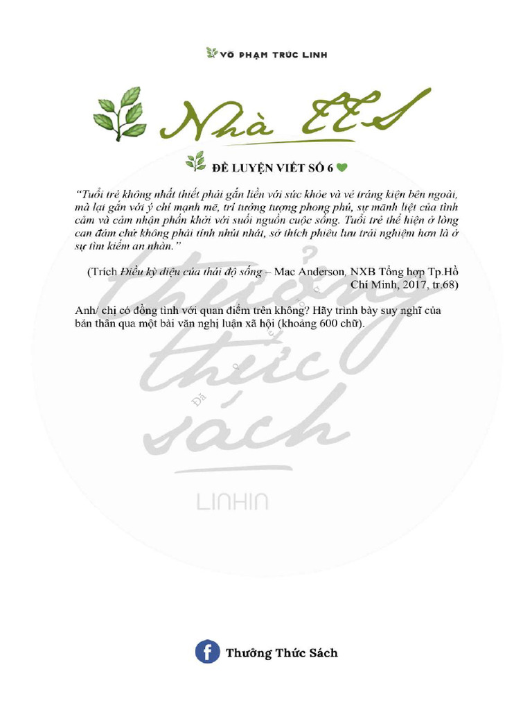 TTS - ĐỀ LUYỆN VIẾT SỐ 6 - TTS-ER 2K7 | PDF