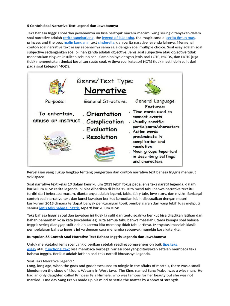 Contoh Soal Narrative Text Legend | PDF | Poetry | General Fiction
