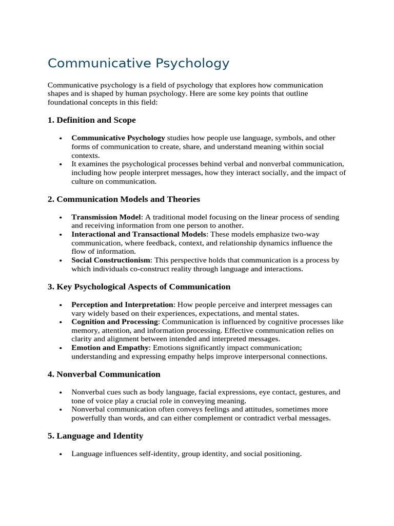 Understanding Communicative Psychology | PDF | Communication ...