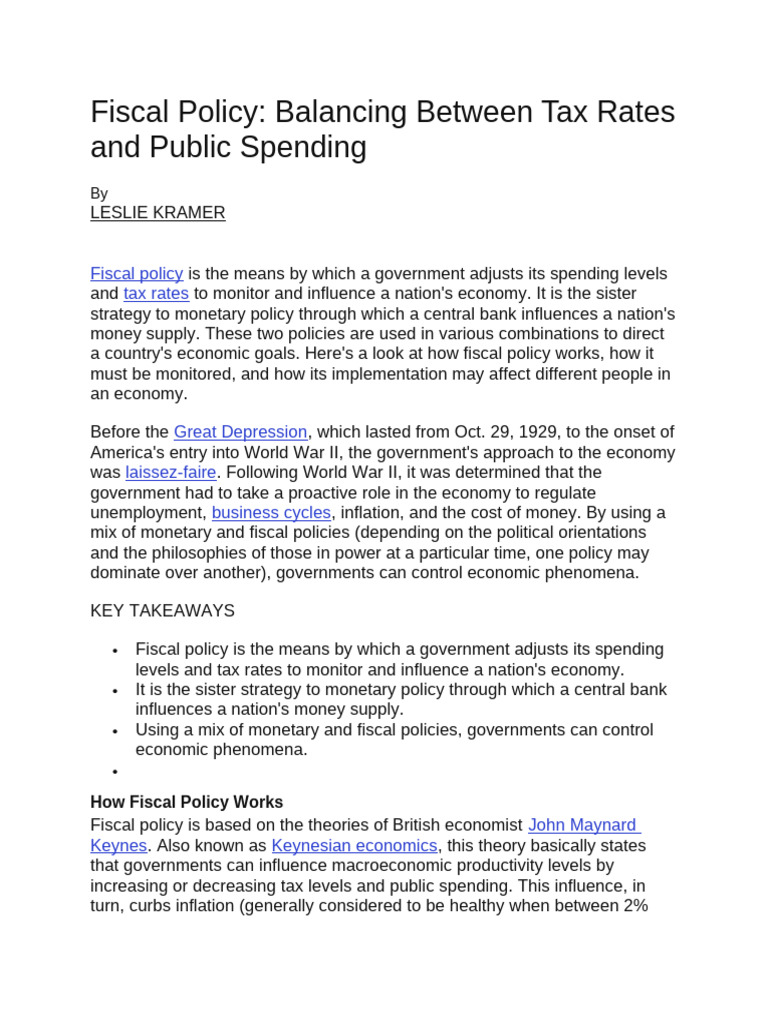 Fiscal Policy | PDF | Keynesian Economics | Fiscal Policy