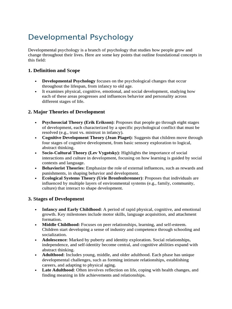 Developmental Psychology | PDF | Developmental Psychology | Cognitive Development