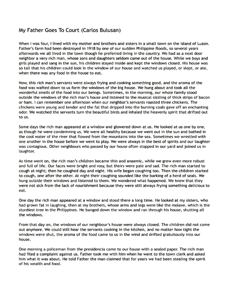 My Father Goes To Court (Carlos Bulosan) | PDF | Courtroom | Immigration