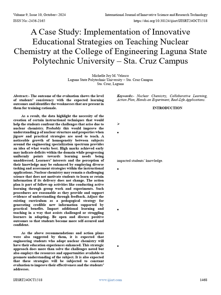 A Case Study: Implementation of Innovative Educational Strategies On ...