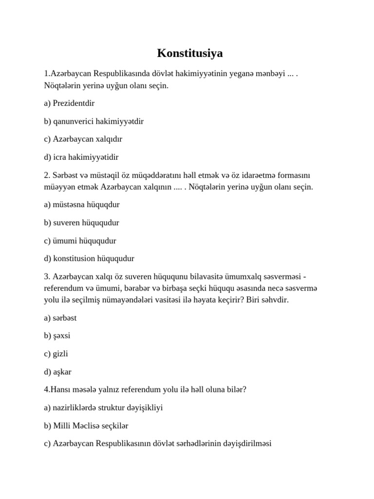 Konstitusiya Test | PDF