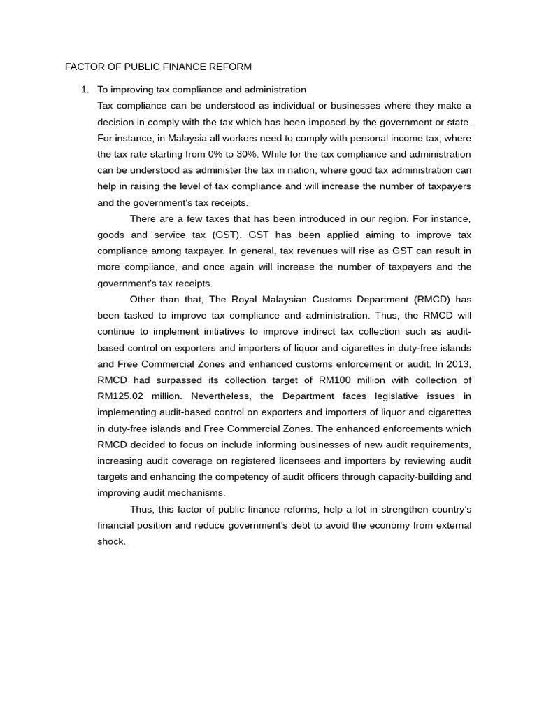 Factor of Public Finance Reform | PDF | Taxes | Public Finance