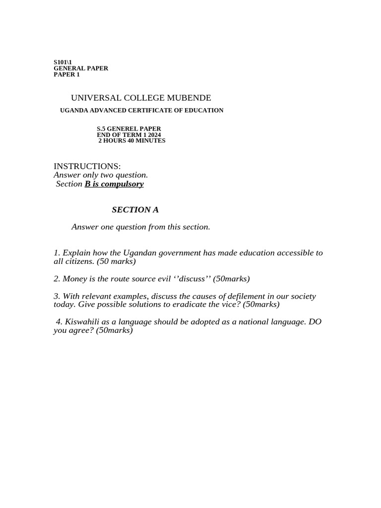 s.5 GP E.O.T 1 2024 UNICOM | PDF | Wellness | Language Arts & Discipline