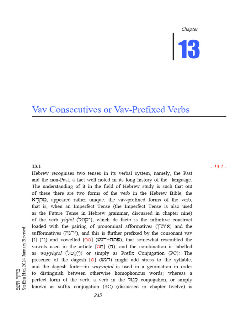 Chapter Thirteen: Hebrew Waw Consecutive Verbs, The Wayyiqtol and ...