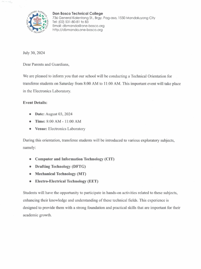 Technical Orientation - SY 2024-2025 | PDF