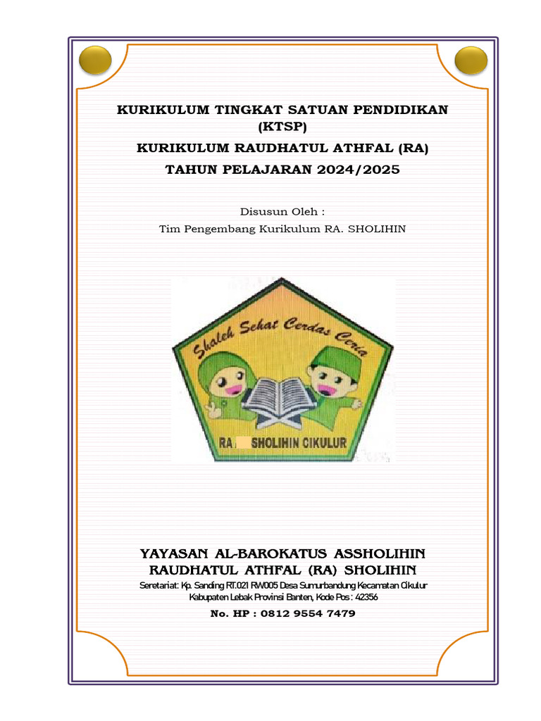 Kurikulum RA 2024/2025 untuk Pendidikan Anak | PDF