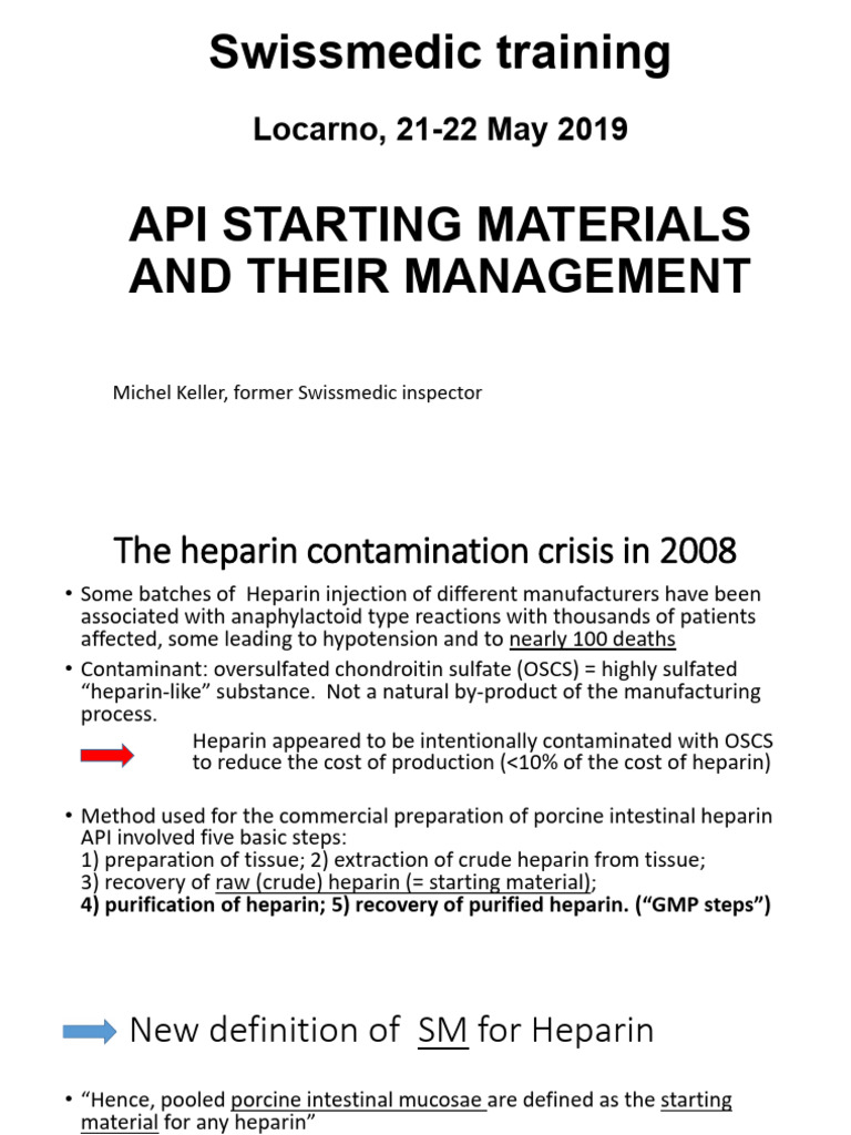 WS01 Michel Keller API Starting Material | PDF | Medical Specialties